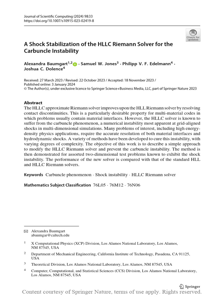Shock Solver Stability for Scientists | PDF | Viscosity | Mach Number