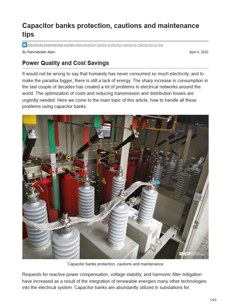 Capacitor Bank Maintenance and Protection | PDF | Capacitor | Resonance