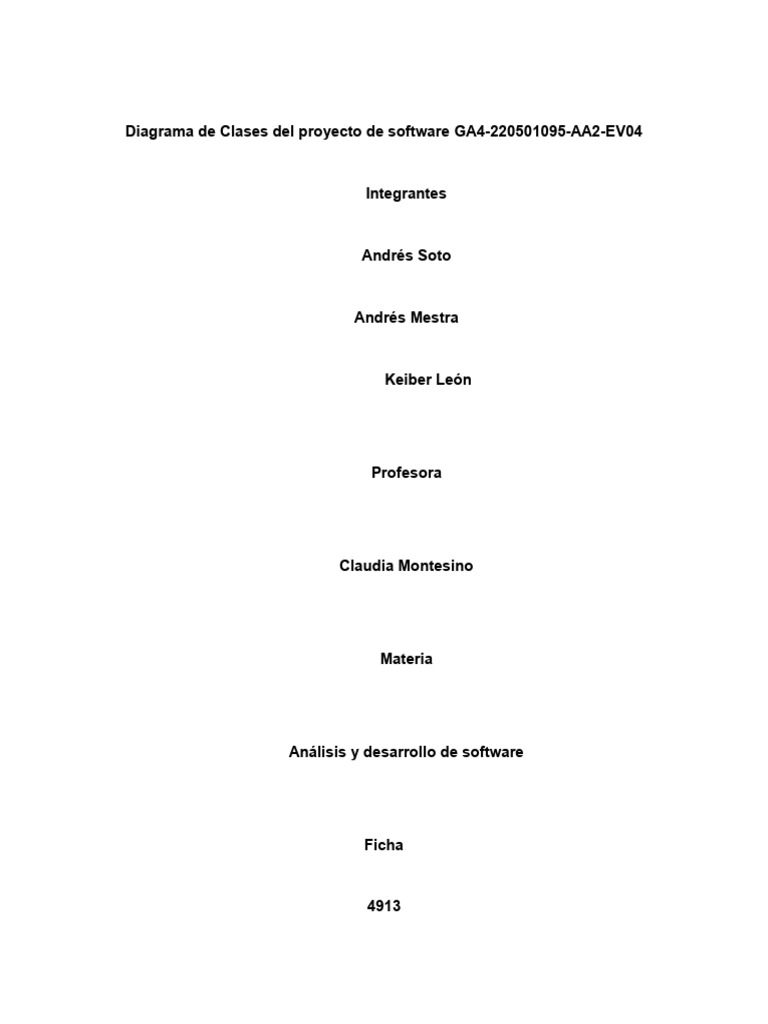 Diagrama de Clases del proyecto de software | PDF | Software | Objeto (informática)