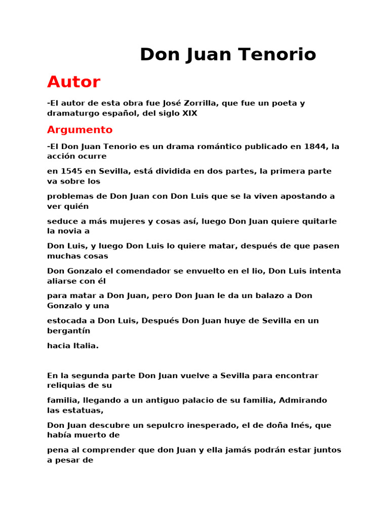 Trabajo Omar Don Juan Tenorio | PDF