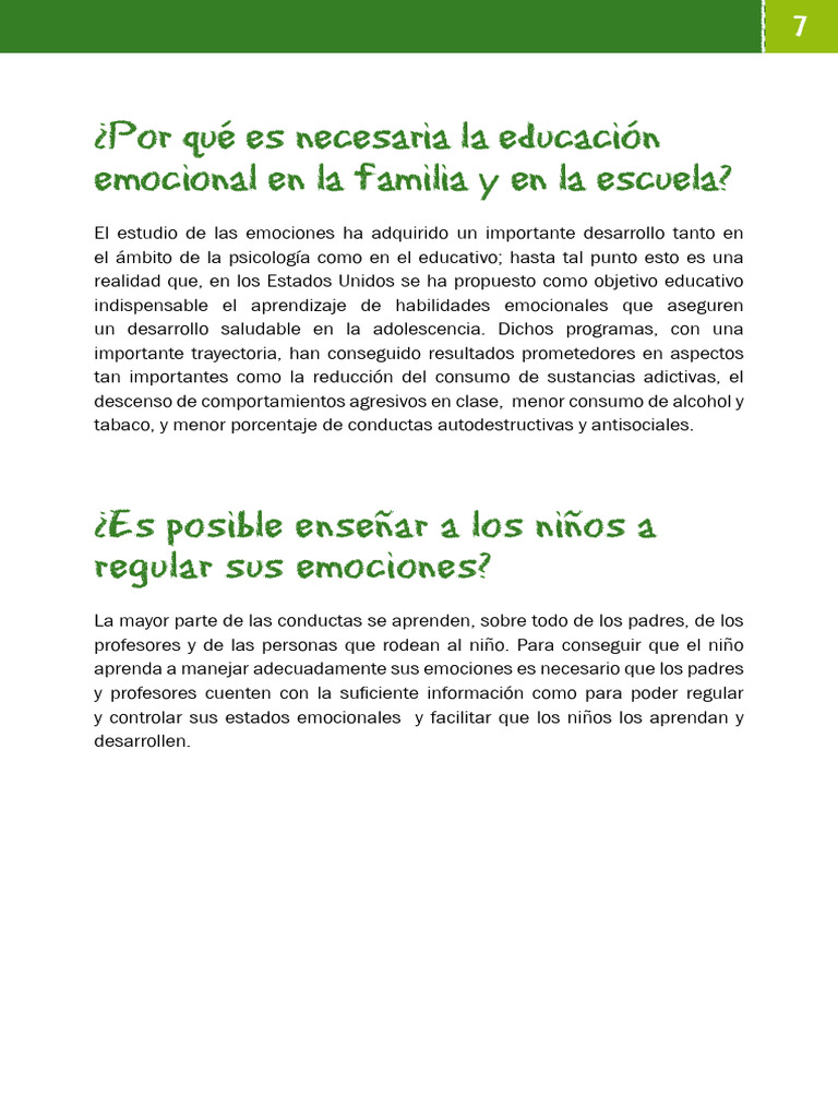 Educación emocional en familia y escuela | PDF