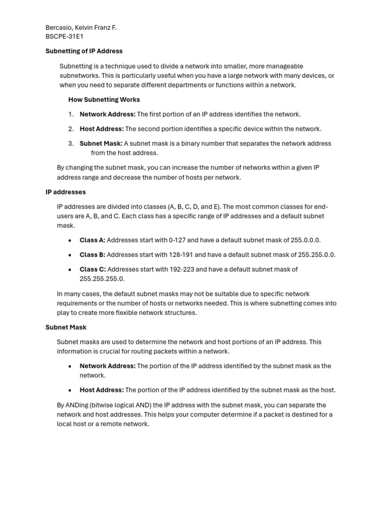Understanding IP Subnetting Basics | PDF | Computer Network | Ip Address