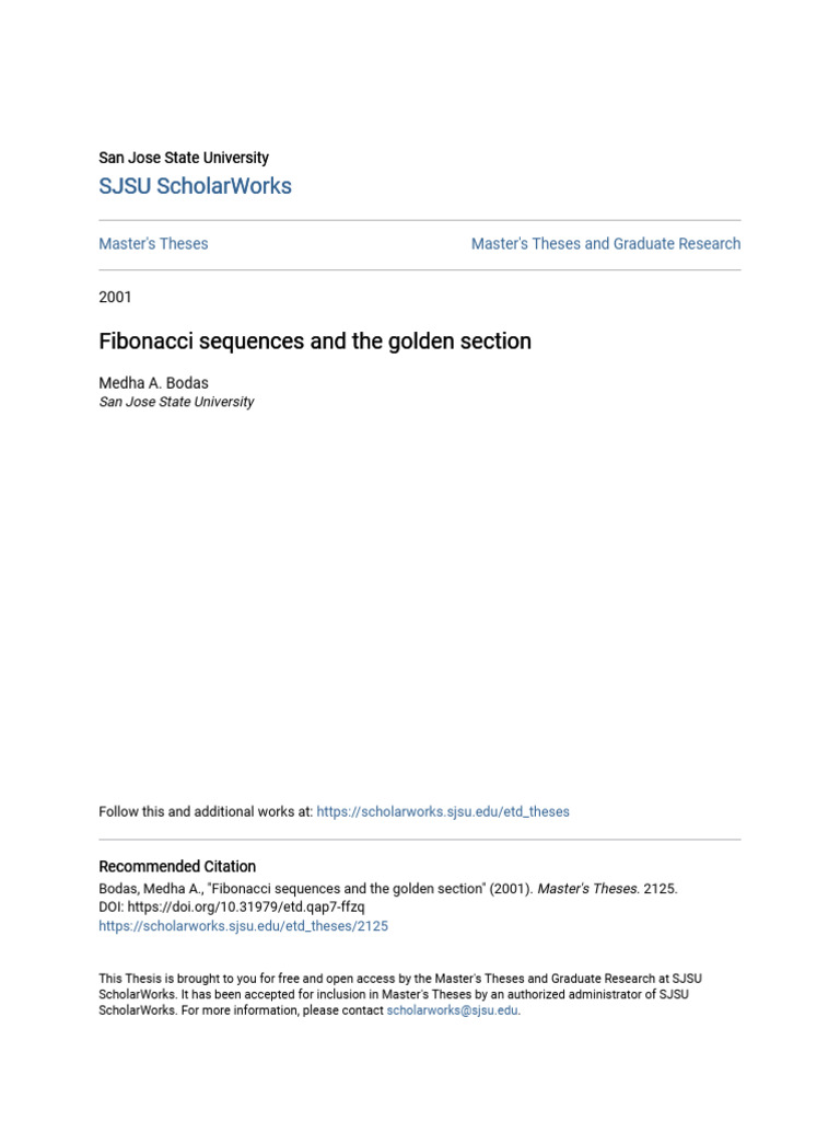Fibonacci Sequences and The Golden Section | PDF | Technology & Engineering