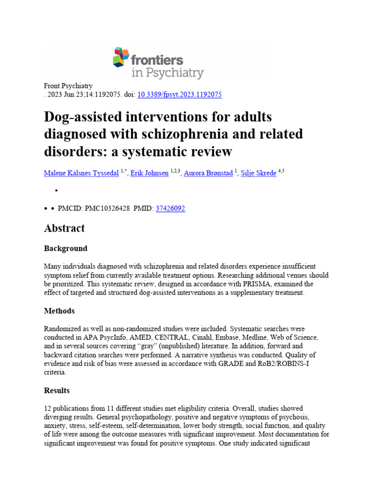 Schizophrenia in Dogs | PDF | Schizophrenia | Psychosis