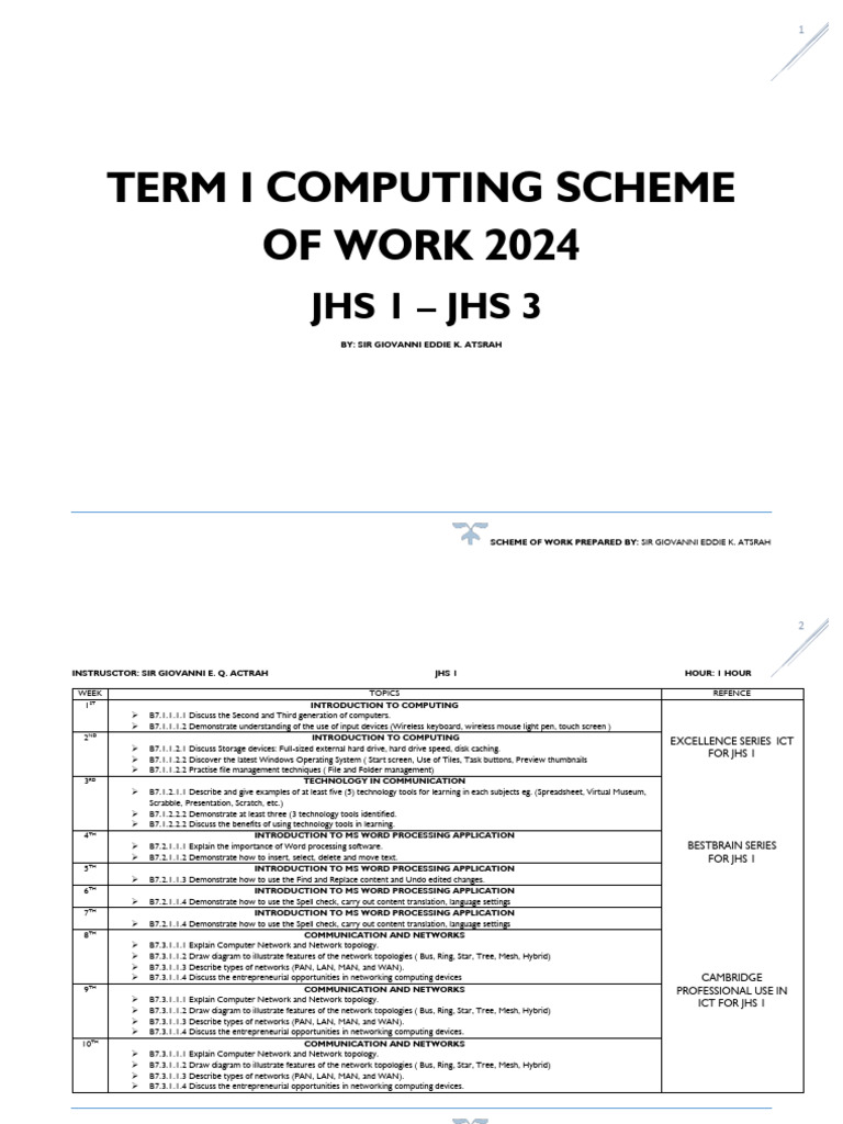 JHS Computing Scheme of Work 2024 | PDF | Computer Network | Network ...