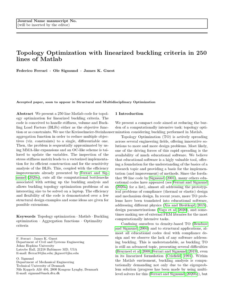 Ferrari-Etal - 21a - Buckling - 250 Line Code | PDF | Matrix (Mathematics) | Mathematical ...