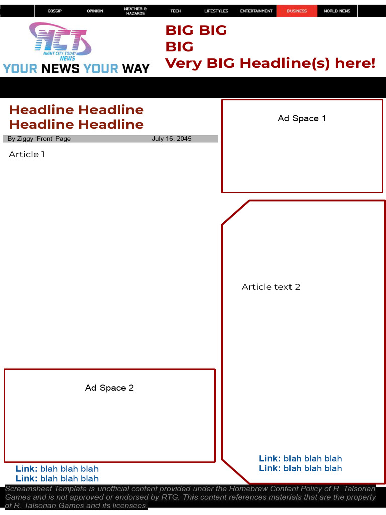 ScreamSheet Template | PDF
