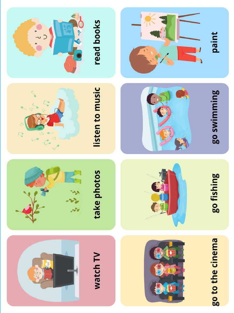 Free Time Activities Flashcards With Words View Online or Free PDF ...