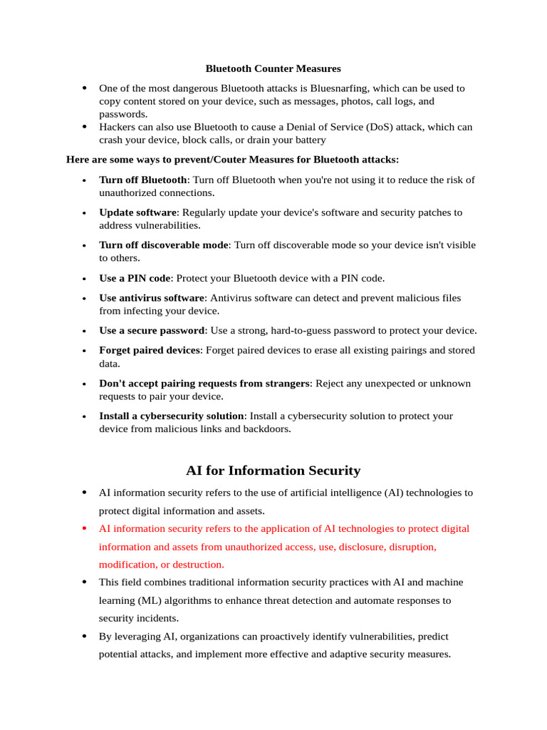 Bluetooth Security Risks and Countermeasures | PDF | Security ...
