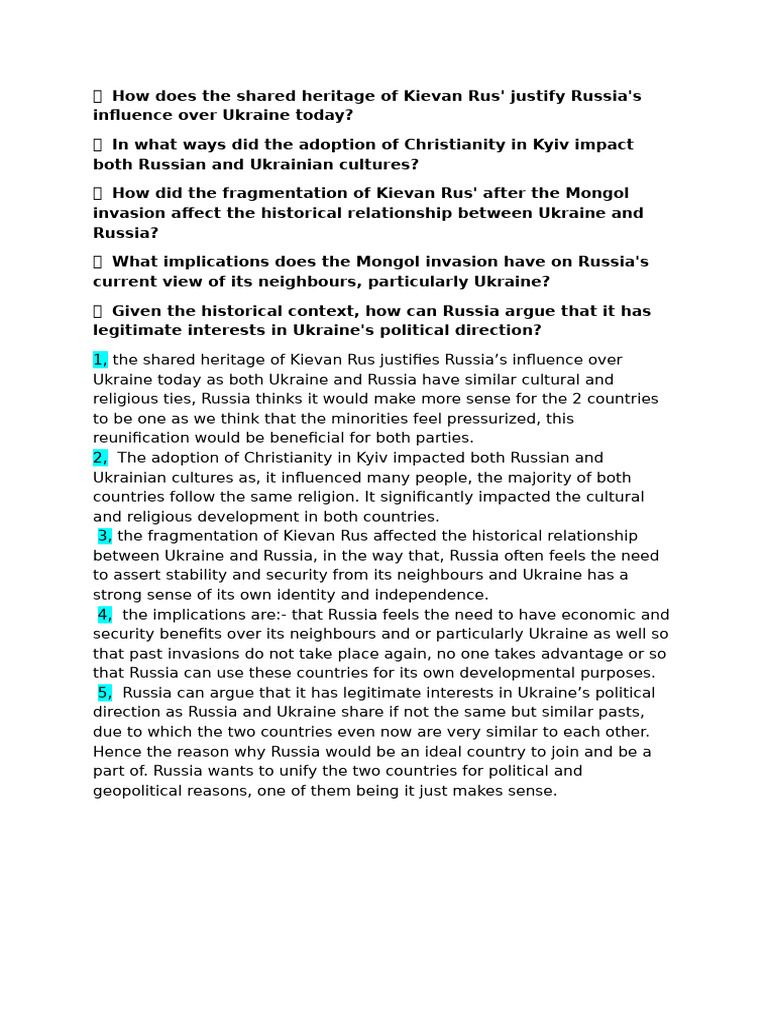 How Does The Shared Heritage of Kievan Rus | PDF