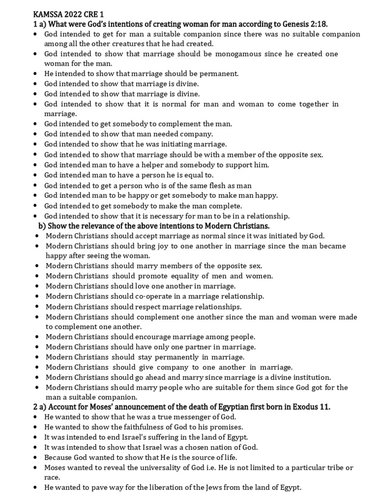 Cre, Divinity Notes A Level | PDF | Moses | Samuel