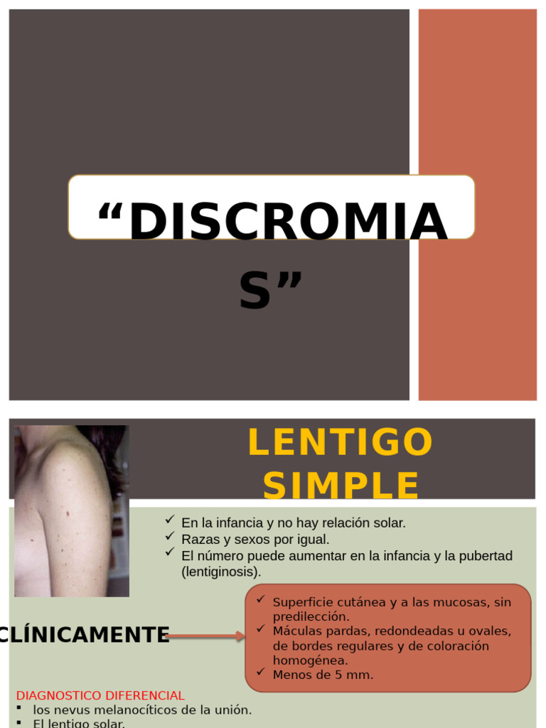 Discromias: Tipos y Tratamientos | PDF | Piel | Especialidades Medicas