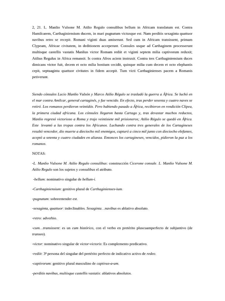 Textos LatÃ N II 2Â EvaluaciÃ N | PDF | Hannibal | Sintaxis