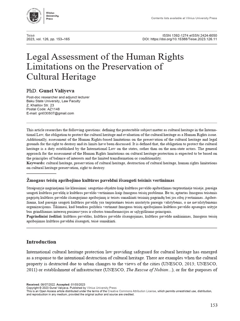 Legal Assessment of The Human Rights Limitations o | PDF | Cultural ...
