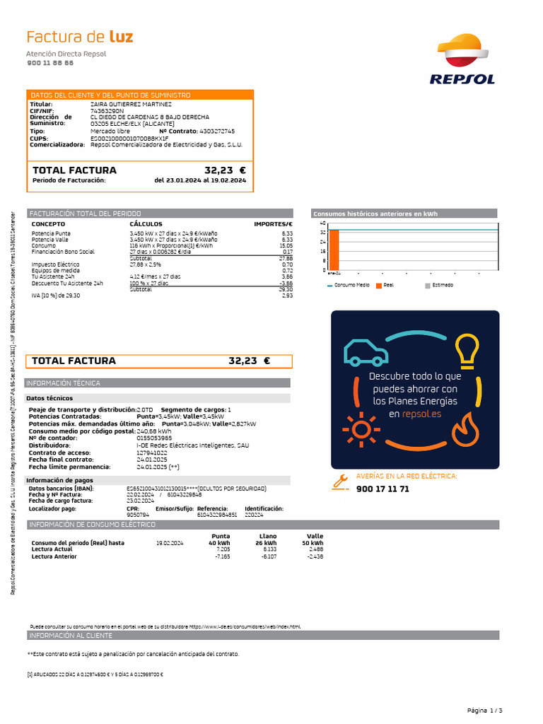 Factura de Energía Repsol: Detalles y Ahorros | PDF | Naturaleza
