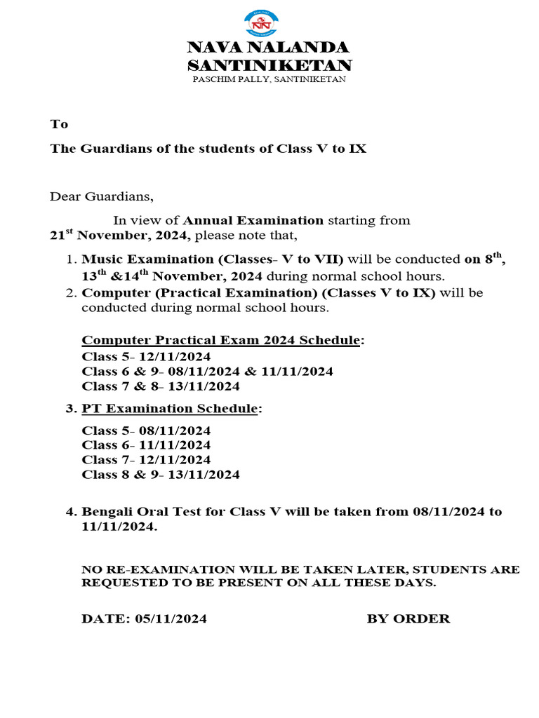 Notice 05112024-Snt CL V To Ix | PDF