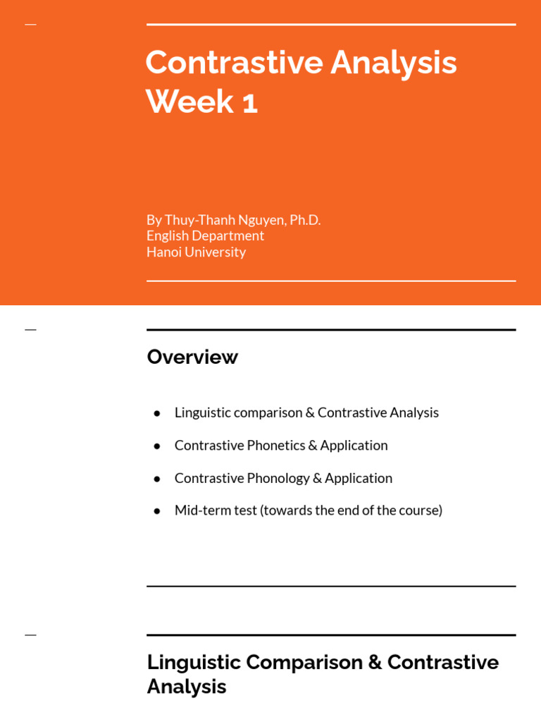 Contrastive Analysis Week 1 | PDF | Word | Linguistic Typology