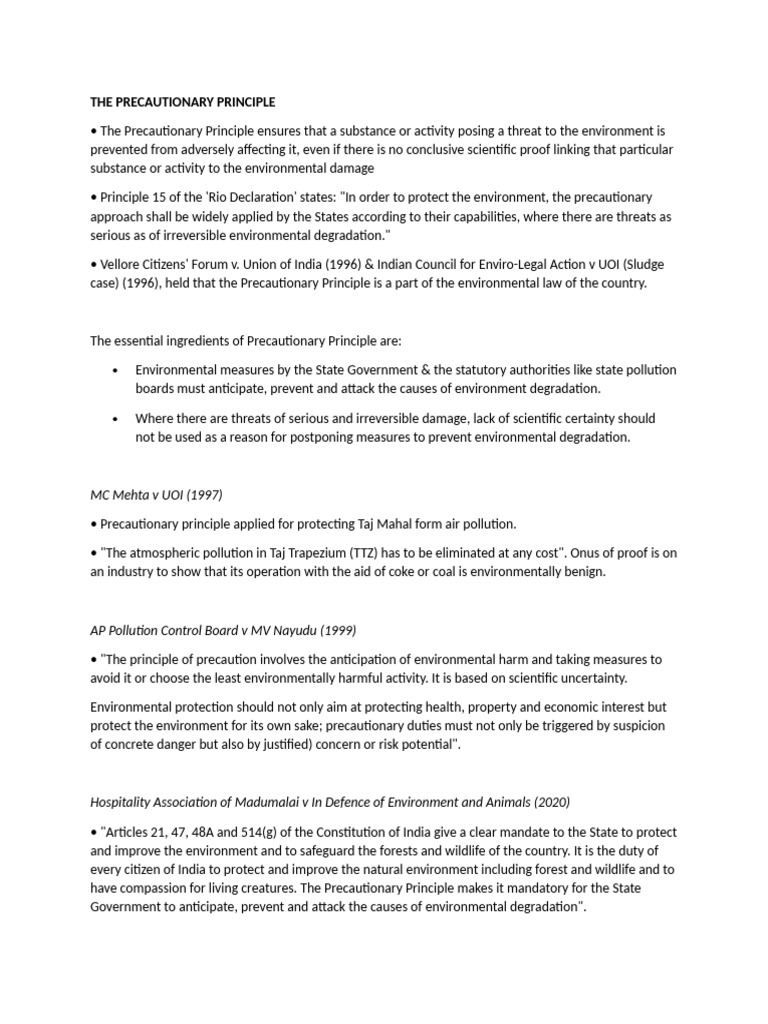 The Precautionary Principle | PDF | Natural Environment