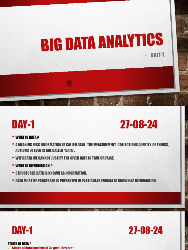 Big Data Analytics Unit1 | PDF | Data | Big Data
