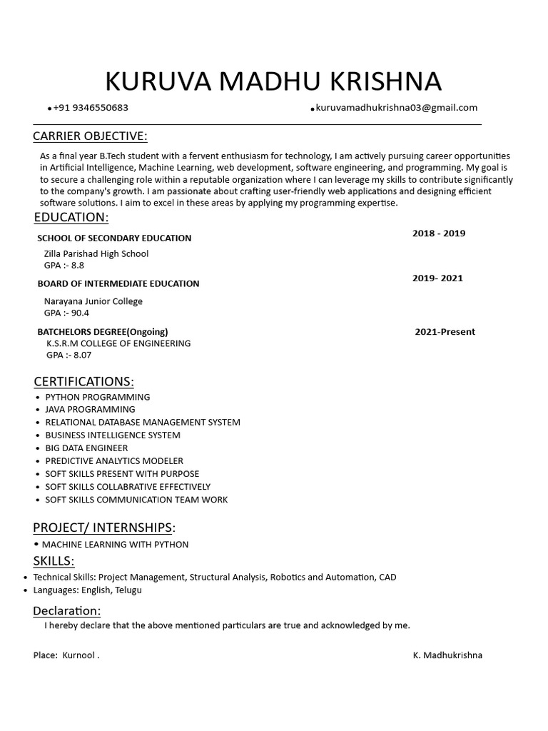 Madhu Resume | PDF