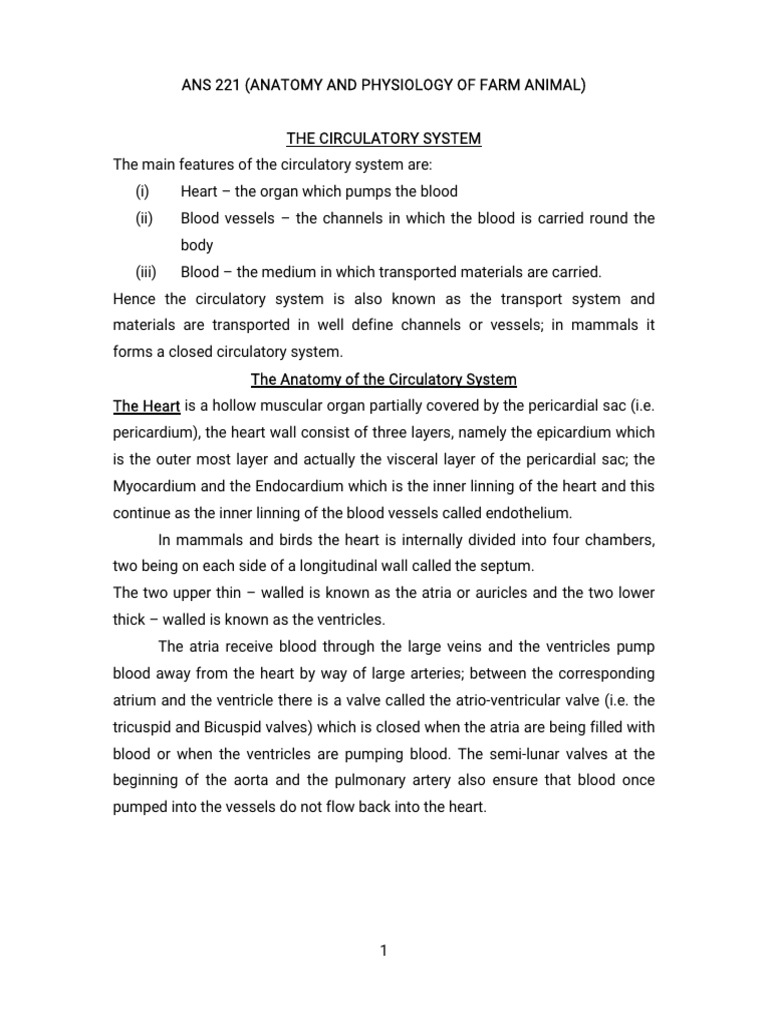 Ans 221 (Anatomy & Physiology of Farm Animals) | PDF