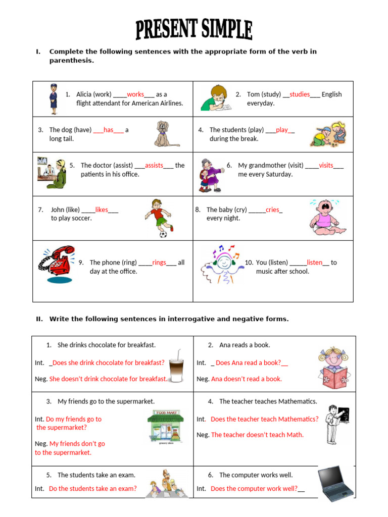 Present-Simple-Fun-Activities - Correction | PDF | Language Arts ...