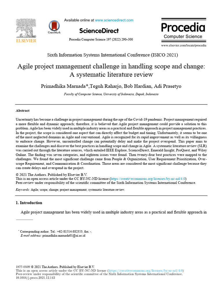 Marnada Et Al 2022 - Agile Project Management Challenge in Handling Scope and Change: A ...
