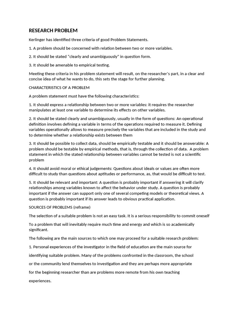 Research Problem. Hypothesis. Sampling | PDF | Sampling (Statistics) | Hypothesis