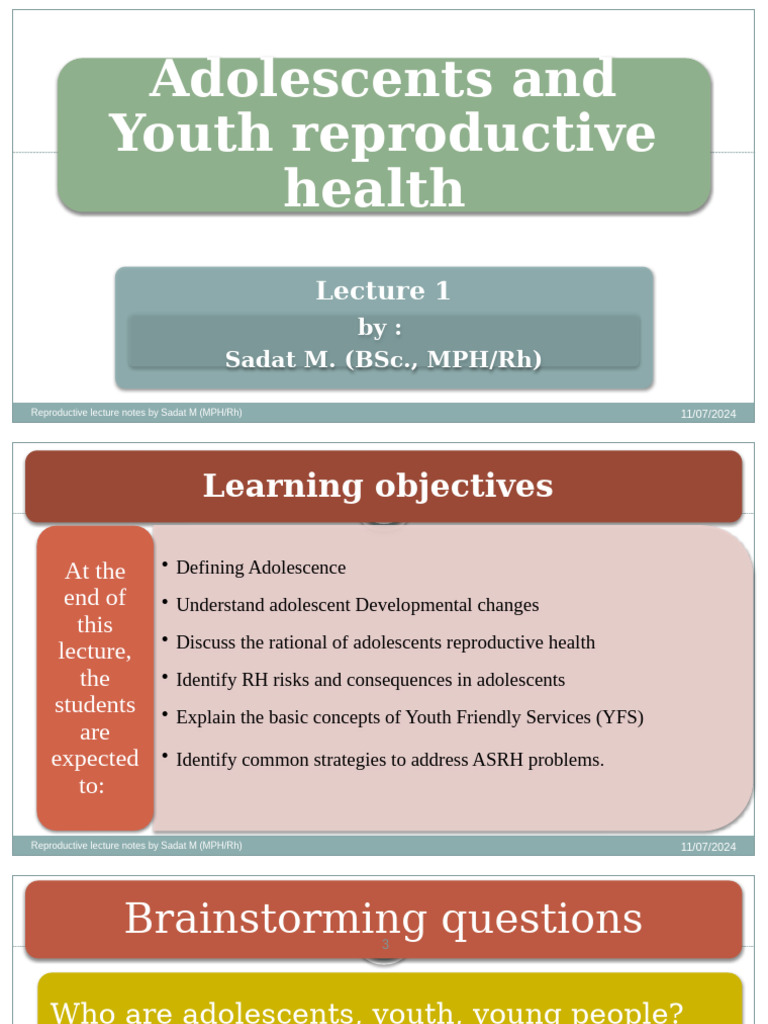 Adolescent Reproductive Health Overview | PDF | Adolescence | Teenage ...