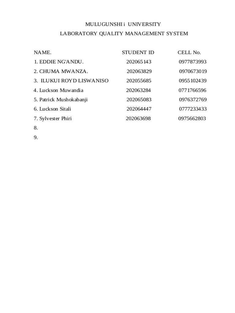 MU Laboratory Quality Management Systems | PDF