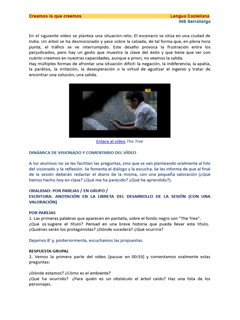 Cortometraje Lead India - 'The Tree' | PDF | Artes del Lenguaje y ...
