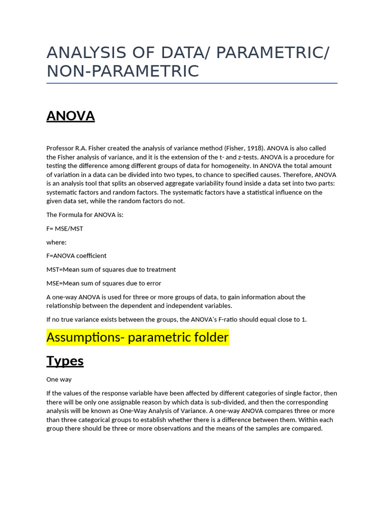 Analysis of Data. Anova | PDF | Linear Regression | Analysis Of Variance