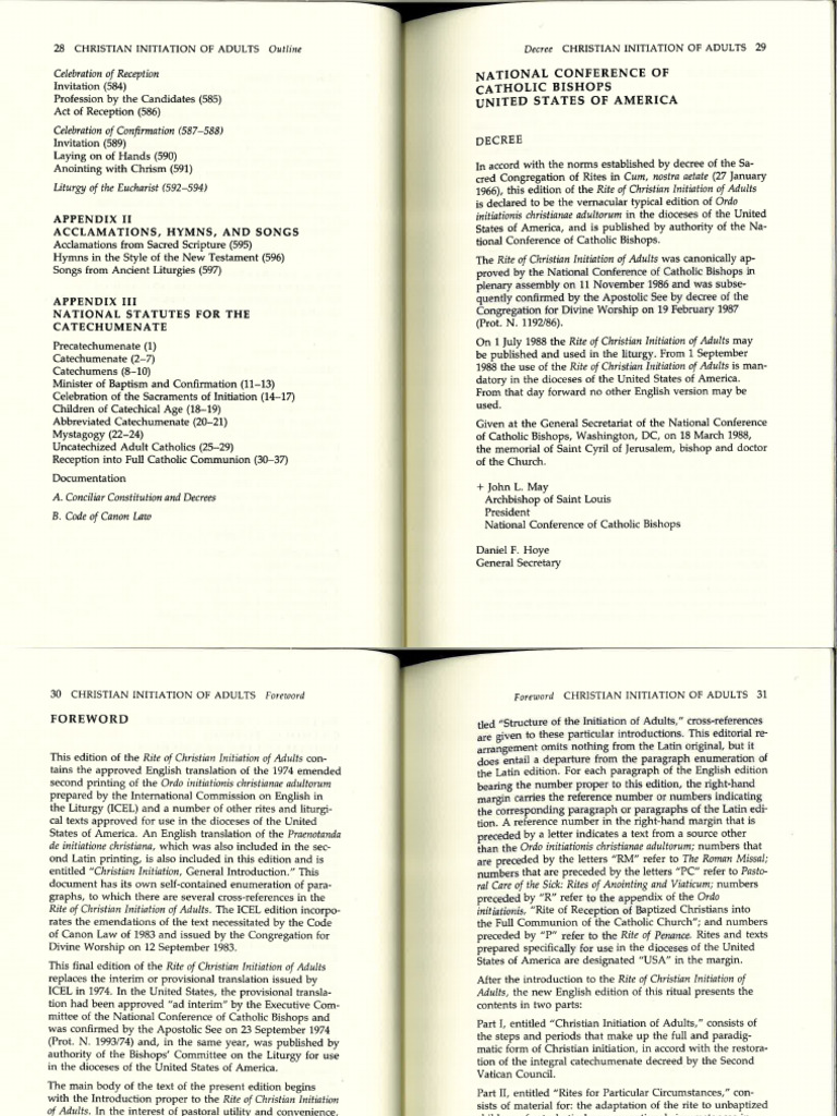 09 Rite of Christian Initiation of Adults. Decretum and Praenotanda | PDF