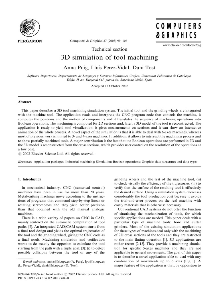 3D Simulation of Tool Machining | PDF | Numerical Control | Simulation