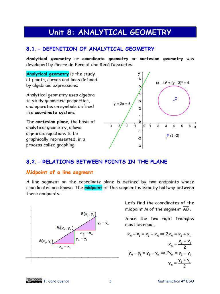 4 - Unit8.Analyticalgeometry | PDF | Analytic Geometry | Geometry