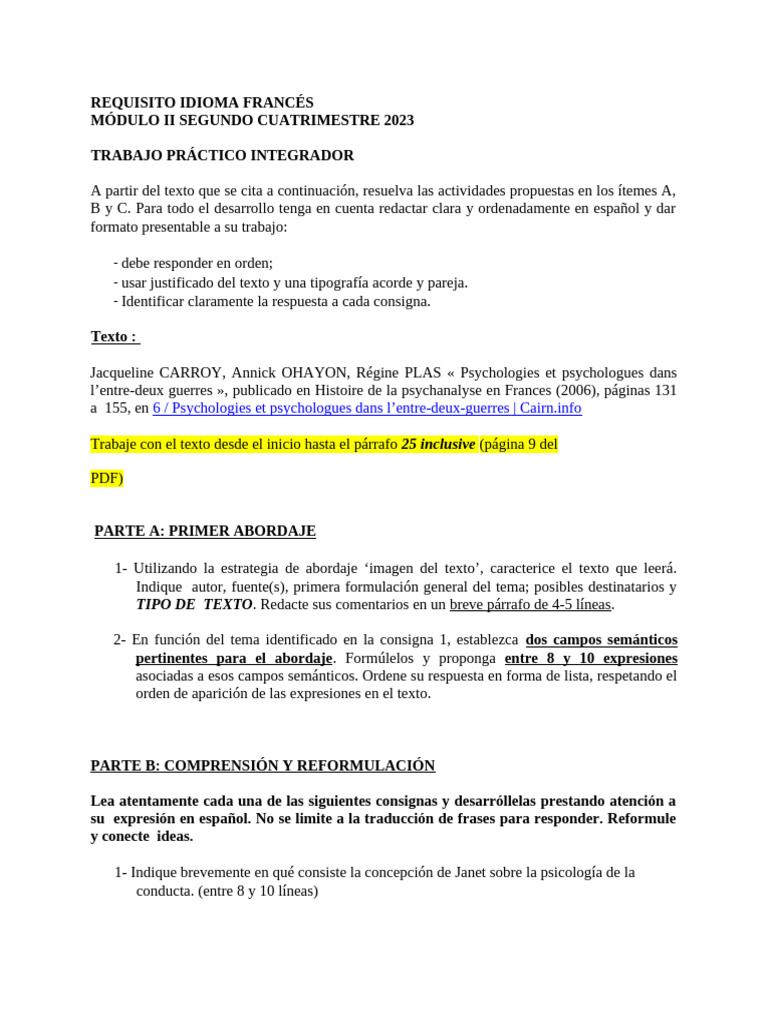 TP Frances Integrador M2 - 2do Cuatrimestre 2023 - Consignas | PDF | Sicología | Pensamiento