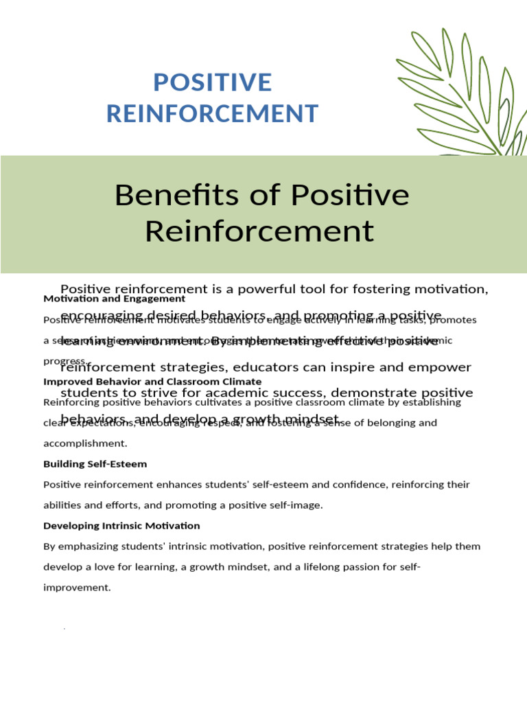 Positive Reinforcement Flyer | PDF | Motivational | Motivation