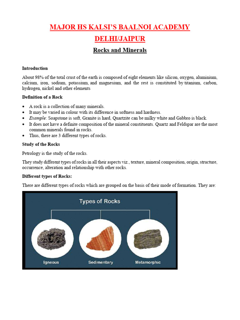 CDS Geography Rocks and Minerals | PDF | Rock (Geology) | Igneous Rock