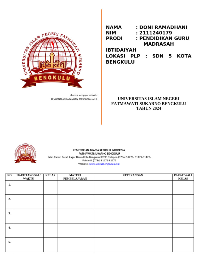 Laporan Absensi Les Privat Doni Ramadhani | PDF