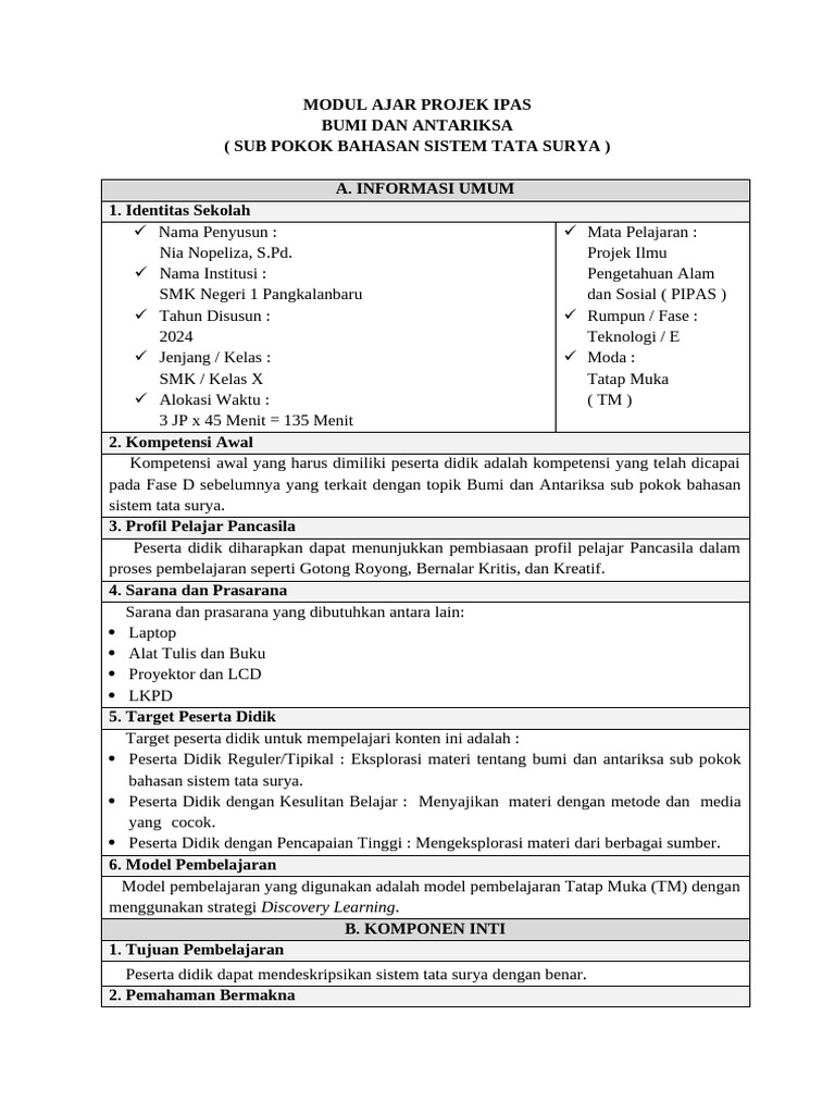Modul Sistem Tata Surya | PDF