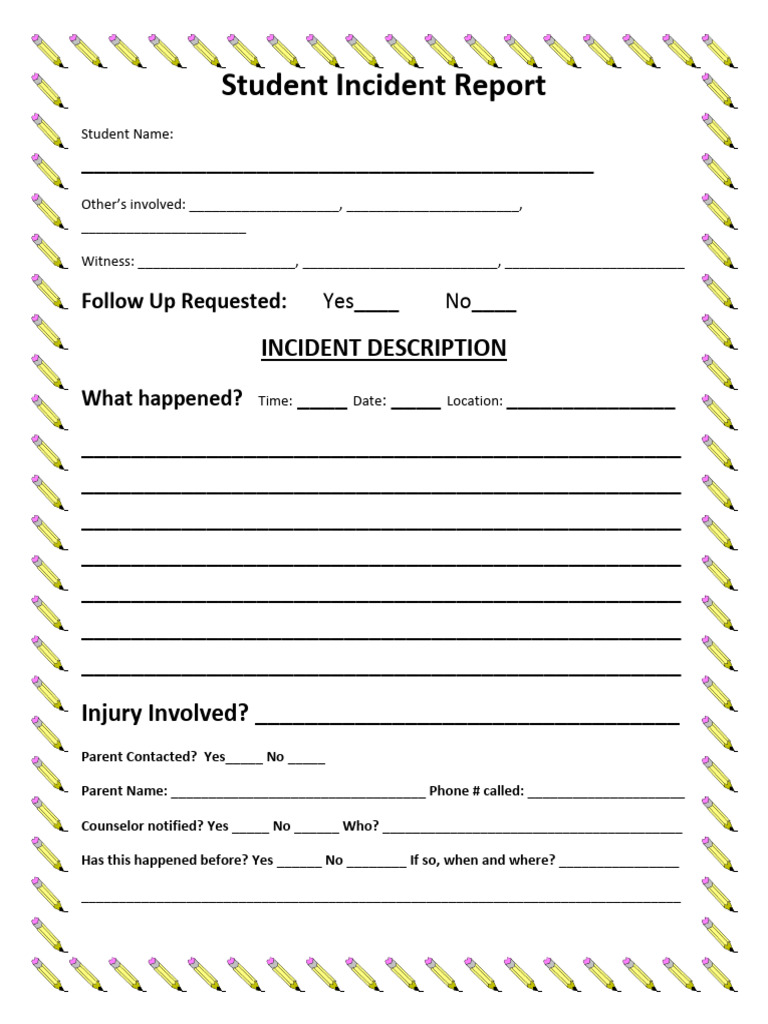 Classroom Incident Report Template | PDF | Career & Growth | Social Science