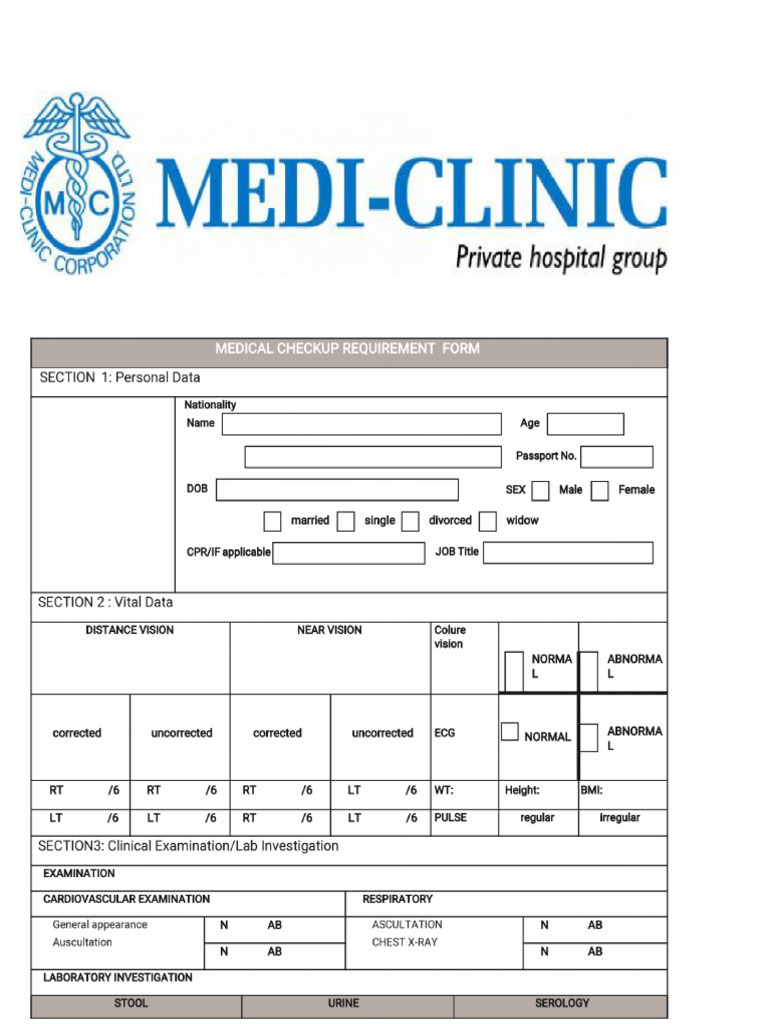 Medical Check Up Form | PDF