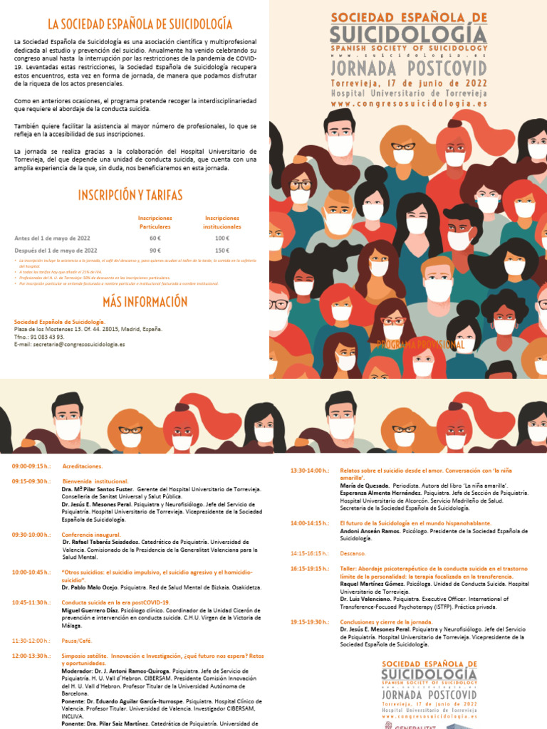 Programa Jornada Sociedad Española de Suicidologia 2022 | PDF | Psiquiatría | Suicidio