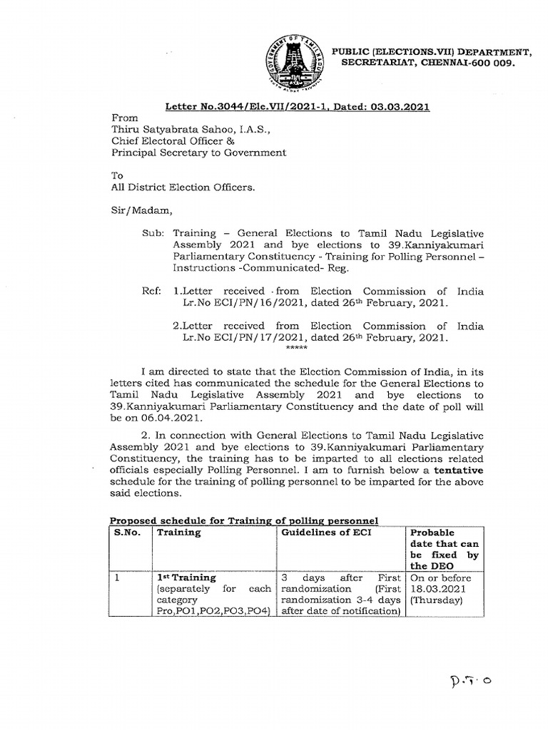 Training of Polling Personnel - Reg - 3044-2021-1 | PDF