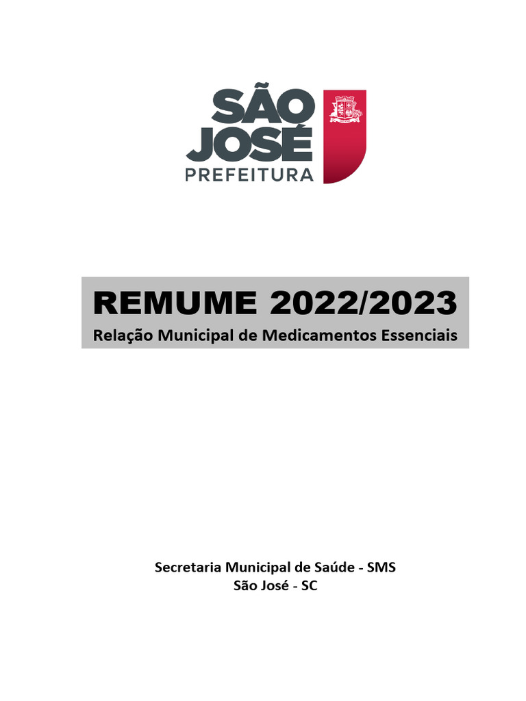 REMUME 2022 e 2023 Sao Jose Conforme Classes Terapeuticas | PDF ...