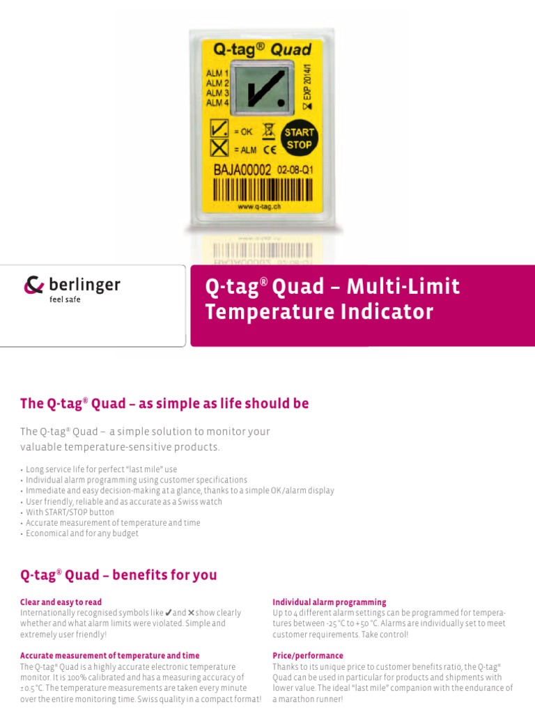 Q-Tag Quad - Multi-Limit Temperature Indicator | PDF | Calibration ...