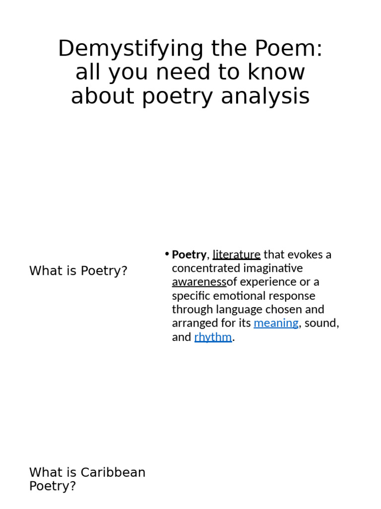 Demystifying The Poem | PDF | Postcolonialism | Poetry
