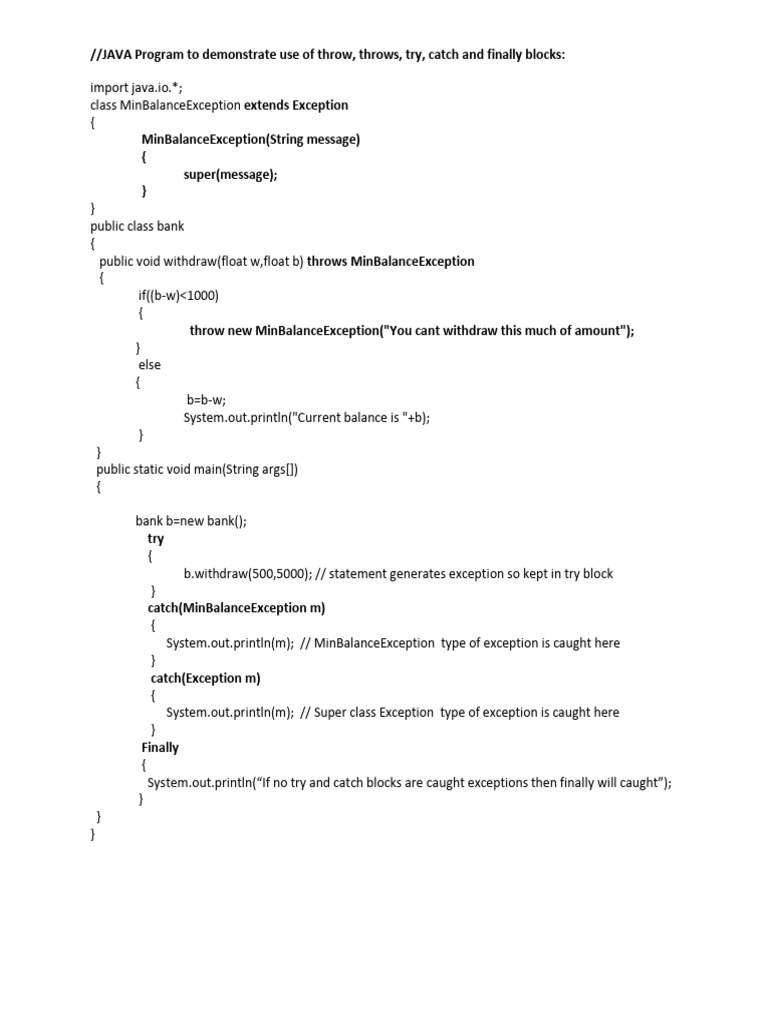 Exception Handling Program | PDF