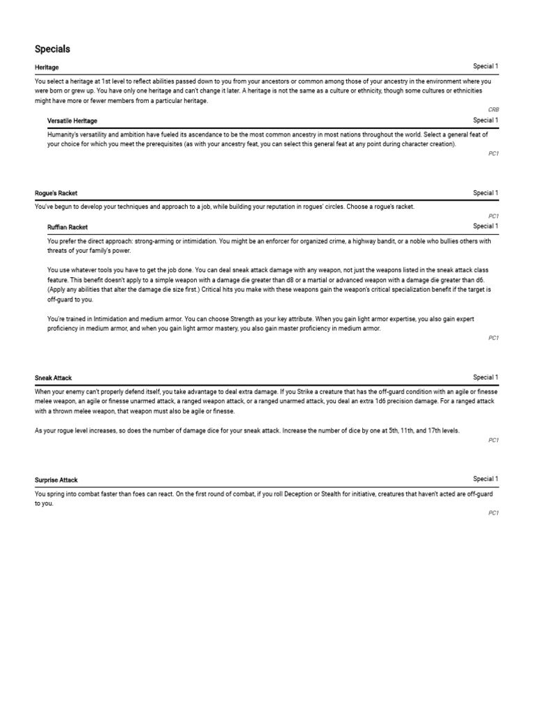 RPG Character Special Abilities | PDF