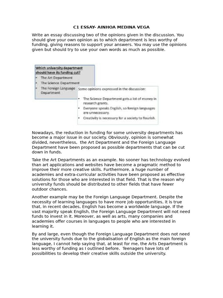 C1 ESSAY - University Departments | PDF